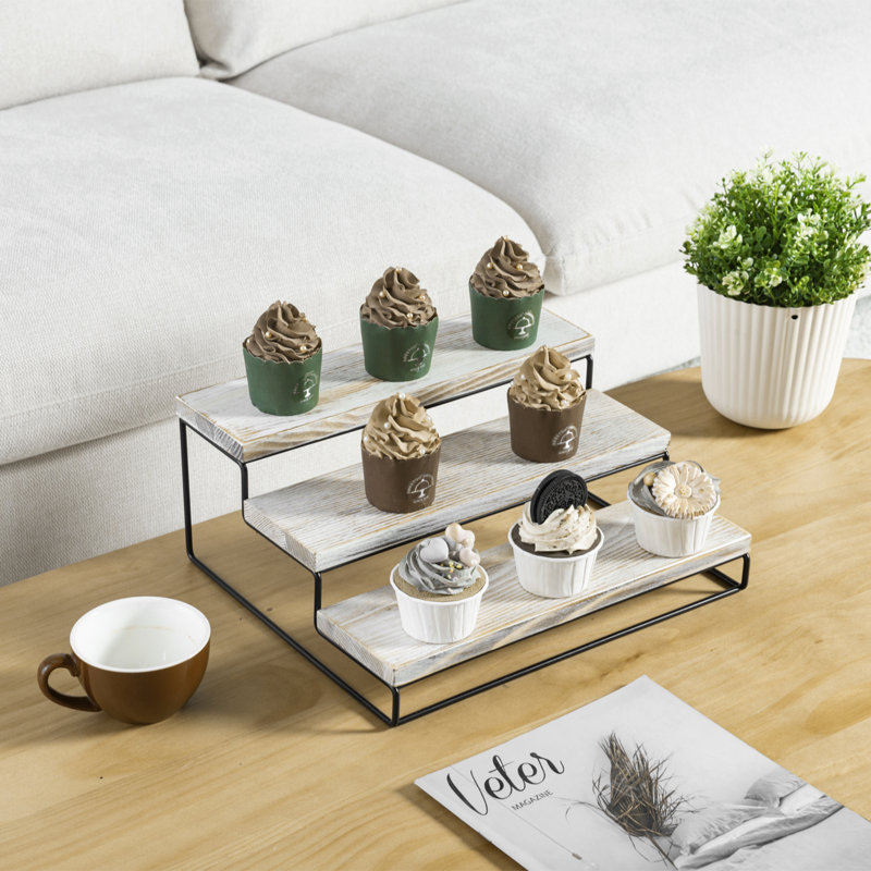 Gracie Oaks Reena Wood 3 Tiered Dessert Display Stand | Wayfair